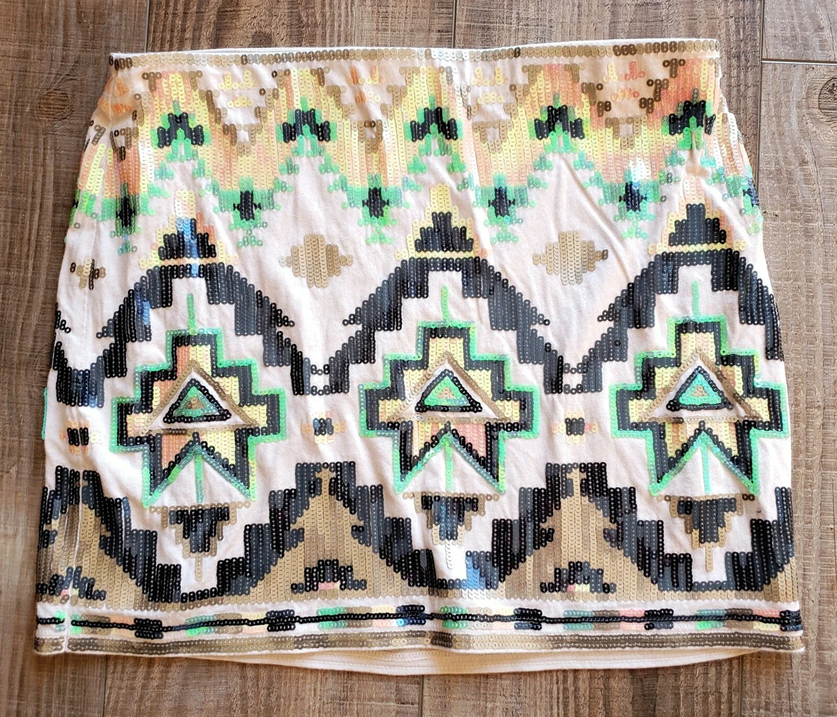 Print Aztec Sequin Skirt