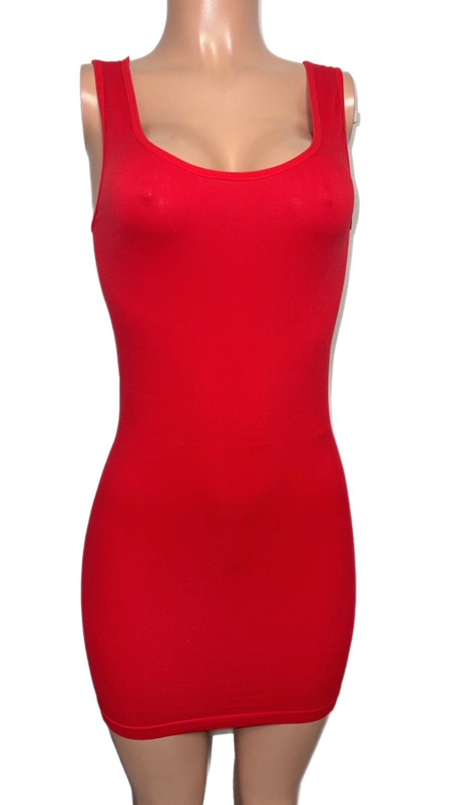 Red Seamless Tank Mini Dress O/S Seamless Bodycon Party Going Out ...