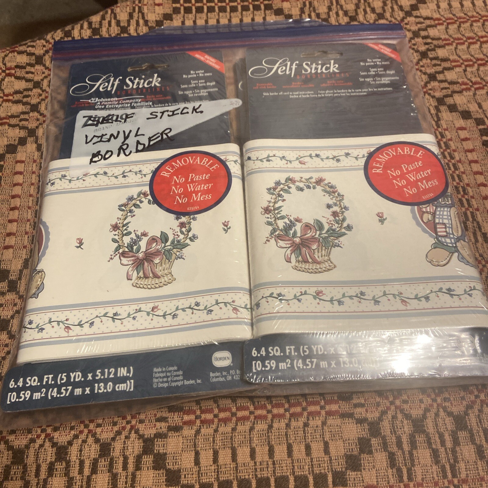 Lot 4 5yd/4.57M Borden Borderlines Removable Self Stick Border WL9093 ...