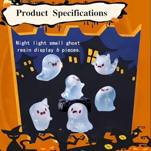 6 Pcs Halloween Mini Resin Luminous Ghost Figurines, Glow in The Dark ...