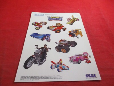 Sonic Sega All-Stars Racing Nintendo Magazine Promo Sticker Sheet Tails ...