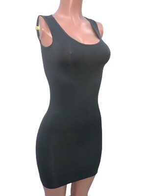 Gray Stretchy Fitted Second Skin Seamless Slip Mini Dress New O/S ...