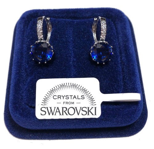 Boucles D'Oreilles Cercle Punto Luce Bleu N Pl.oro Blanc 18K Avec ...