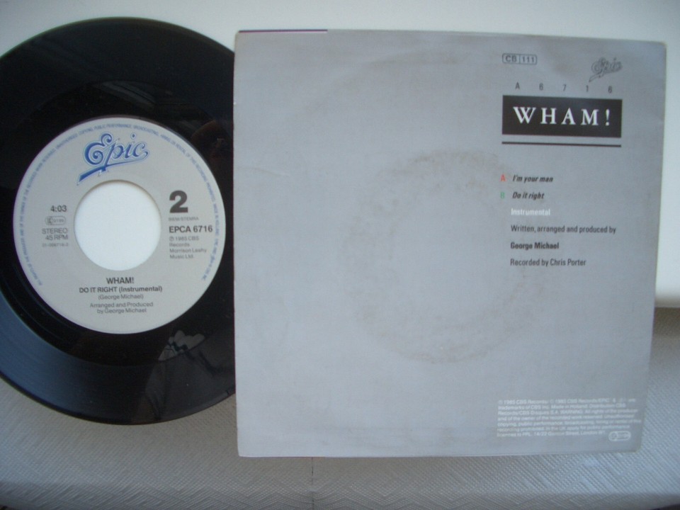 WHAM i'm your man - do it right 7" VINYL 45rpm HOLLAND nice 1986 GEORGE ...