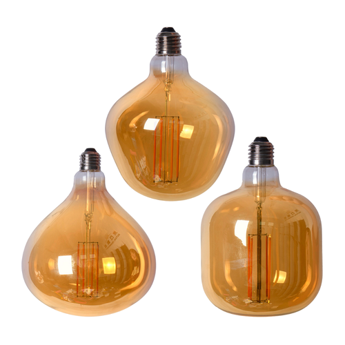 Trio of Cube Style Edison LED Light Globes Mixed Set, Bulbs Display ...