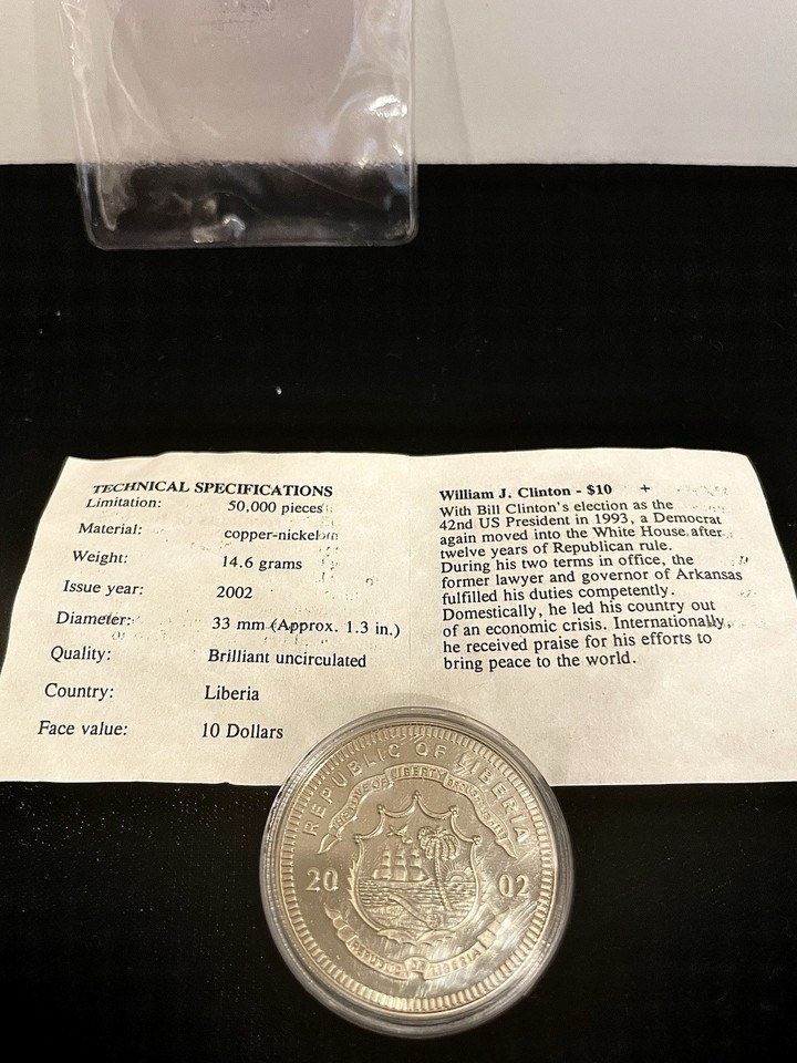 Bill Clinton $10 Commemorative Coin w/ COA: American Mint – 42nd U.S ...