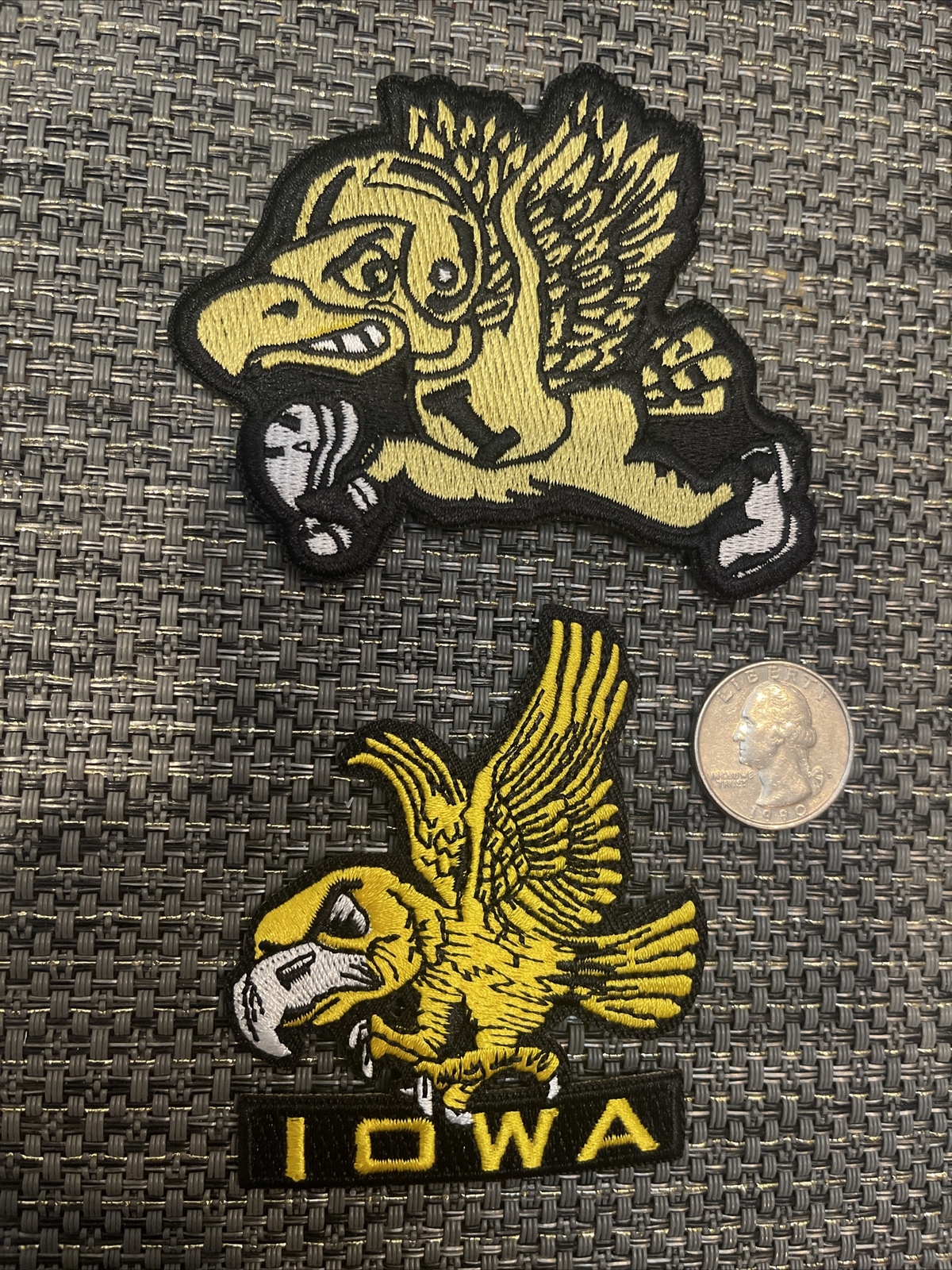 (2) Iowa Hawkeyes vintage iron on embroidered patches Patch Lot 3” x 2. ...