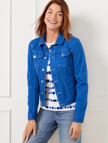 Classic Jean Jacket, color ROYAL BLUE at Talbots, NWT $119, All size a ...
