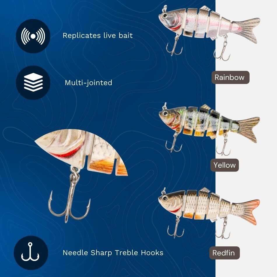 Multi Jointed Bait 6-Segment Fishing Lures Swimbait Bass Tackle 3 PCS ...