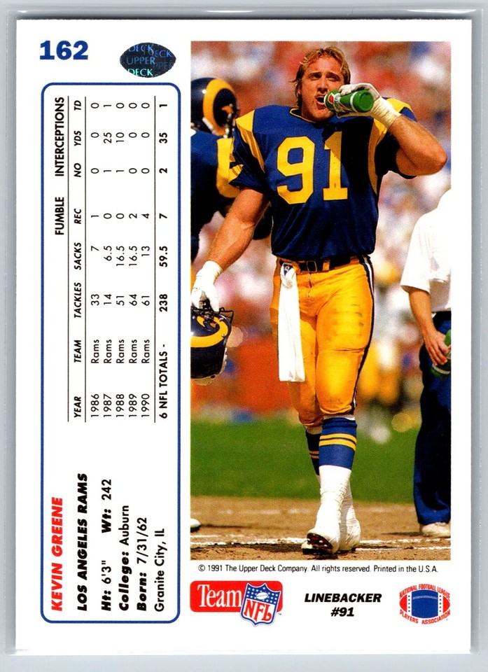 1991 Upper Deck Kevin Greene Los Angeles Rams #162 | eBay