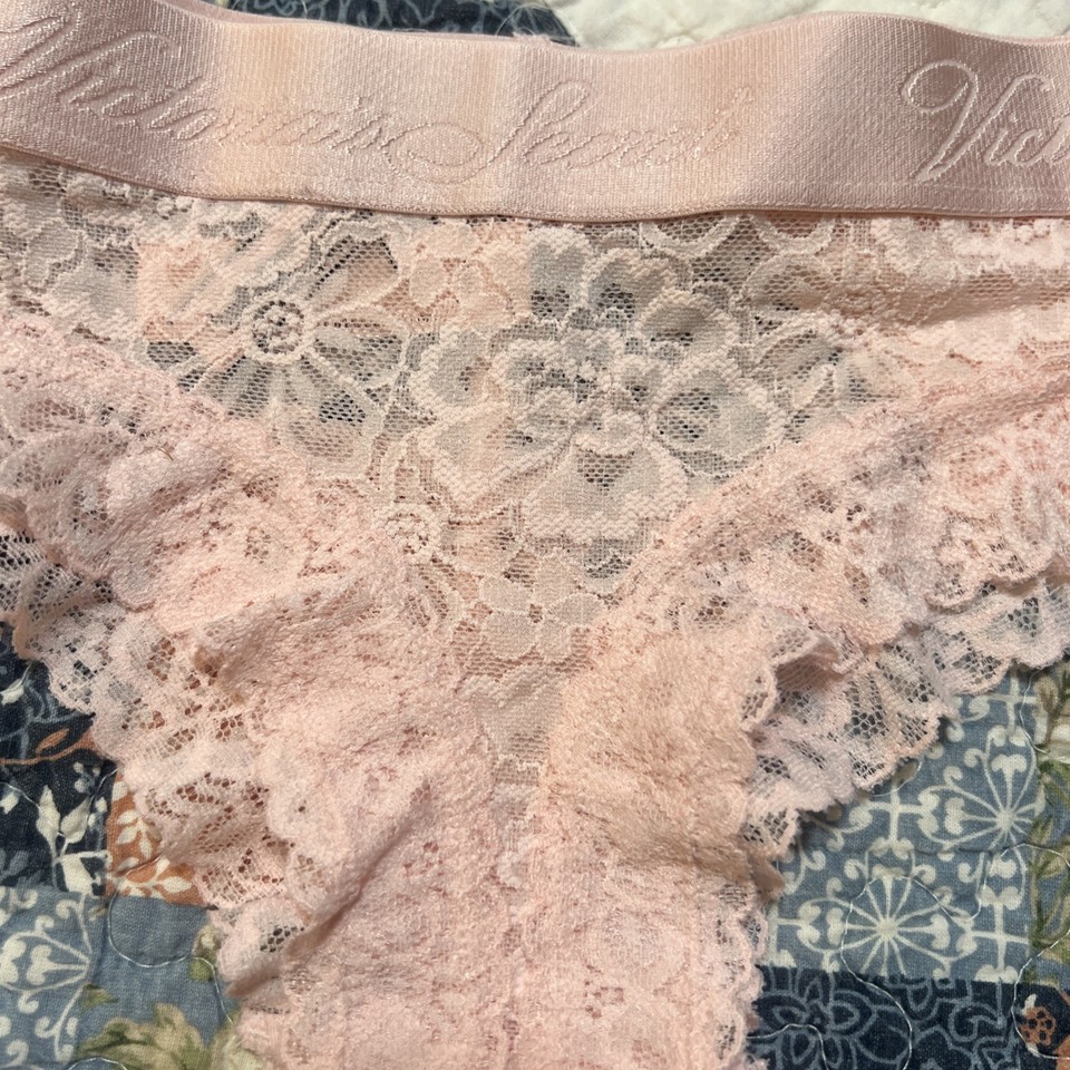 Victoria's secret logo waist Lace cheeky panty Babypink color Small | eBay