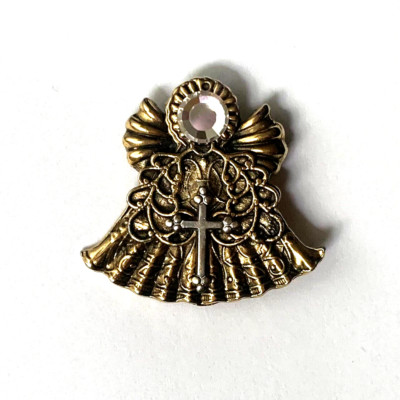 Two Tone Angel Cross Brooch Pin Gold Silver Color Christmas Clear ...
