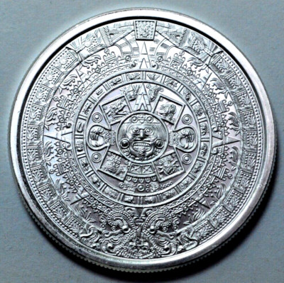 1 Oz 999 Silver Round Aztec Mayan Calendar Collectible Bullion Rare! No ...