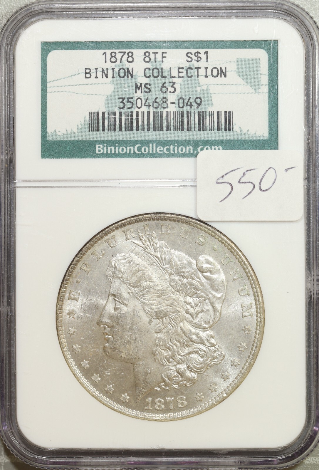 1878 8TF Morgan Silver Dollar Binion Collection NGC MS 63 UNC #8-049 | eBay