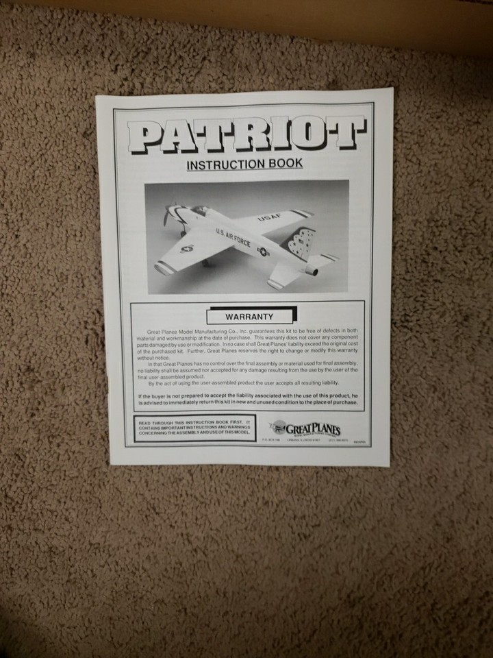 GREAT PLANES - Patriot Kit - 47" Wingspan - New - L24 | eBay
