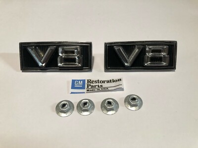 67 Pontiac Beaumont Canadian Fender V-8 Emblems Pair # 3393918. Free ...