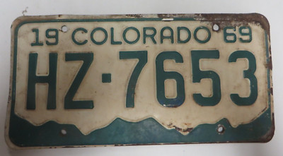 Vintage 1969 COLORADO License Plate Tag #HZ-7653 Green White Antique | eBay