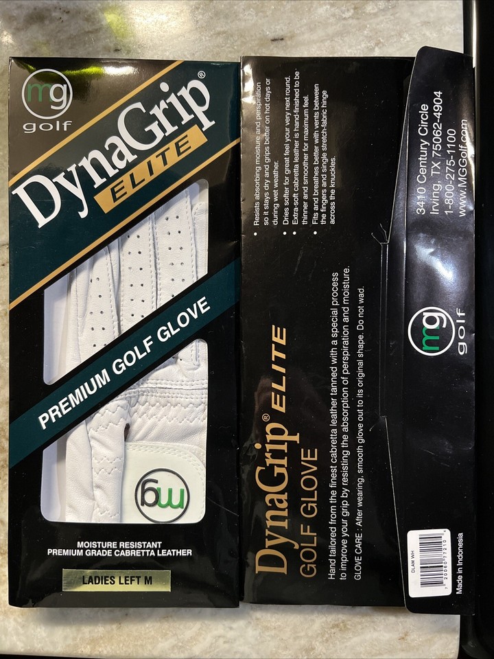 NIB MG DynaGrip Elite Golf Gloves(2ea) Ladies Left M. Cabretta Leather ...