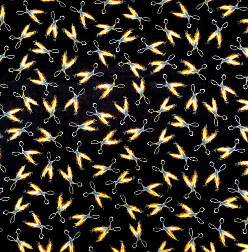 1/2 Metre Flaming Scissors Fire Timeless 100% Cotton Fabric Fire Sewing ...