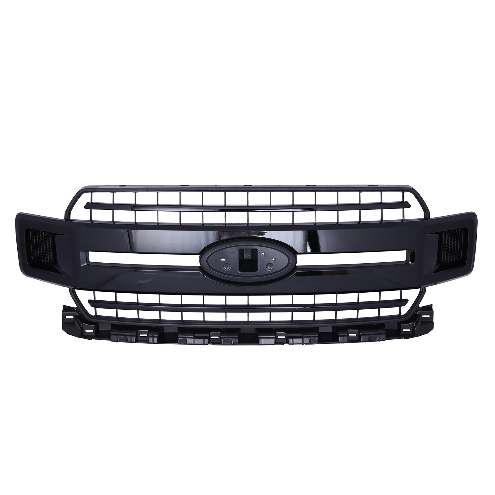 For 2018-2020 Ford F150 F-150 XL XLT Front Bumper Grille Gloss Black ...
