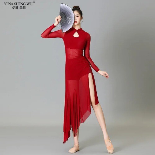 Classical Fork Dance Ethnic Style Cheongsam Body High Waist Slit Modern ...