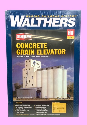 Walthers Cornerstone HO Scale Concrete Grain Elevator Model Railroad ...