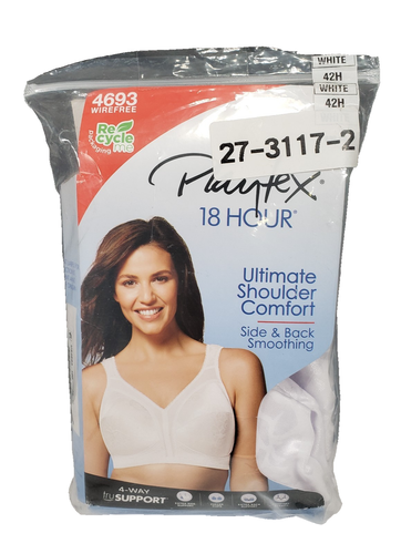 Playtex 4693 Bra Women's 18 Hour Wirefree 42H White Open Box ...