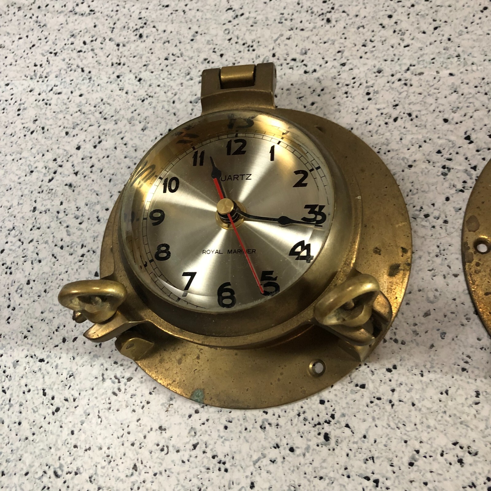 Vintage Brass Porthole Clock and Barometer Mounts- FOR PARTS/REPAIR ...