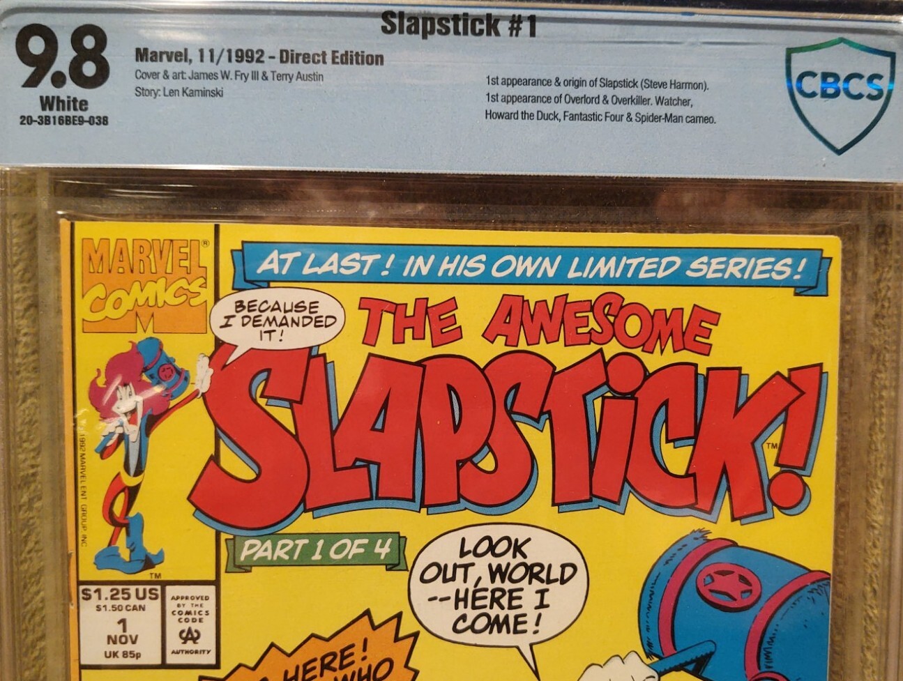 Slapstick 1 CBCS 9.8 wp 1st app & origin of Slapstick spiderman cameo ...