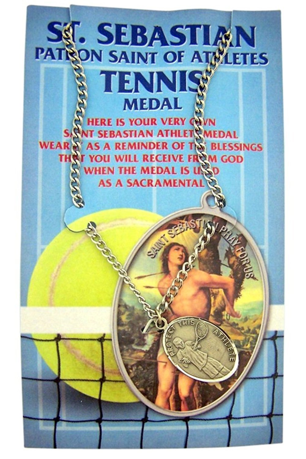 Silver Tone Patron of Sports Saint Sebastian Athlete Tennis Medal, 1 ...