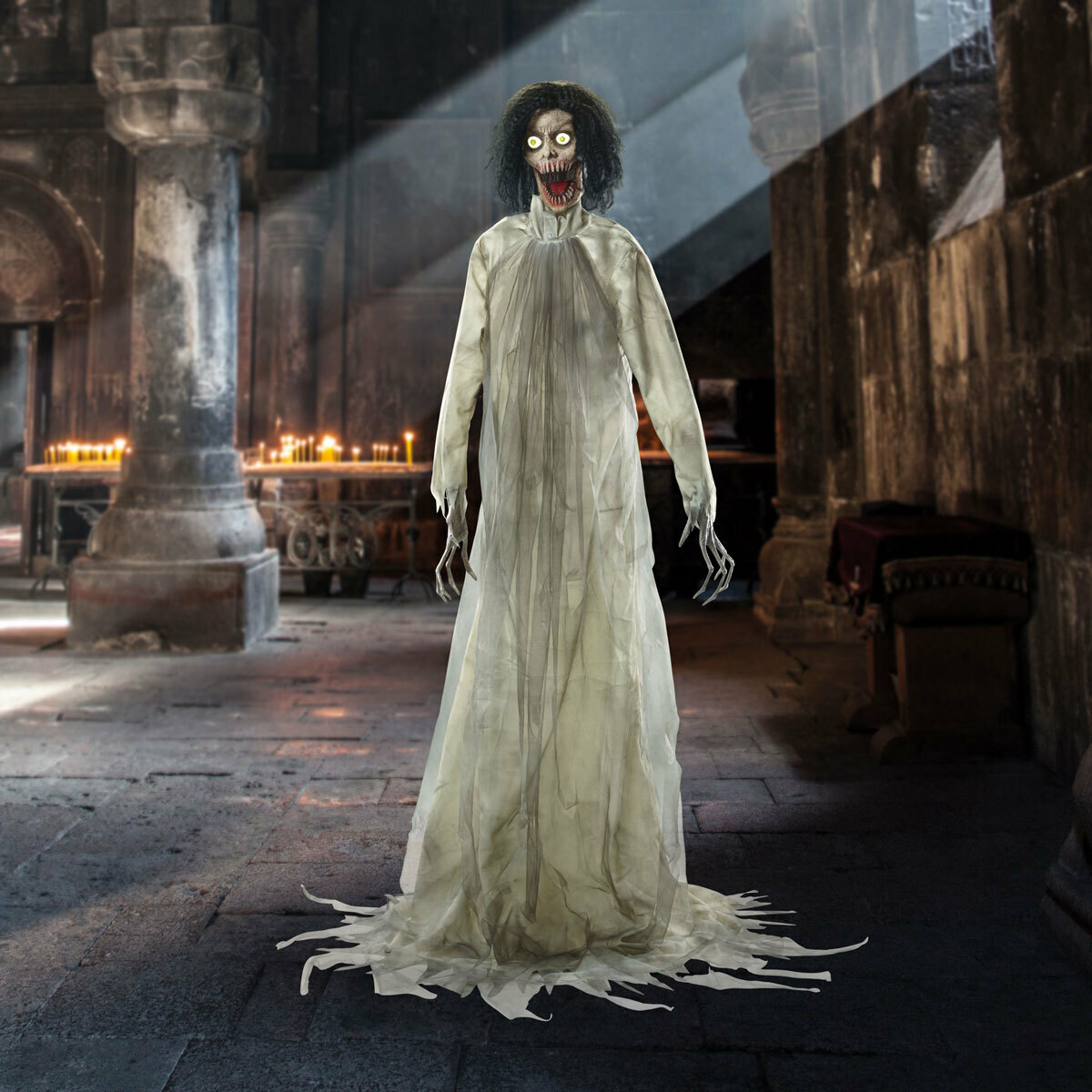 Halloween 6ft (182.8cm) Animated Screaming Banshee With LED Eyes Lights ...