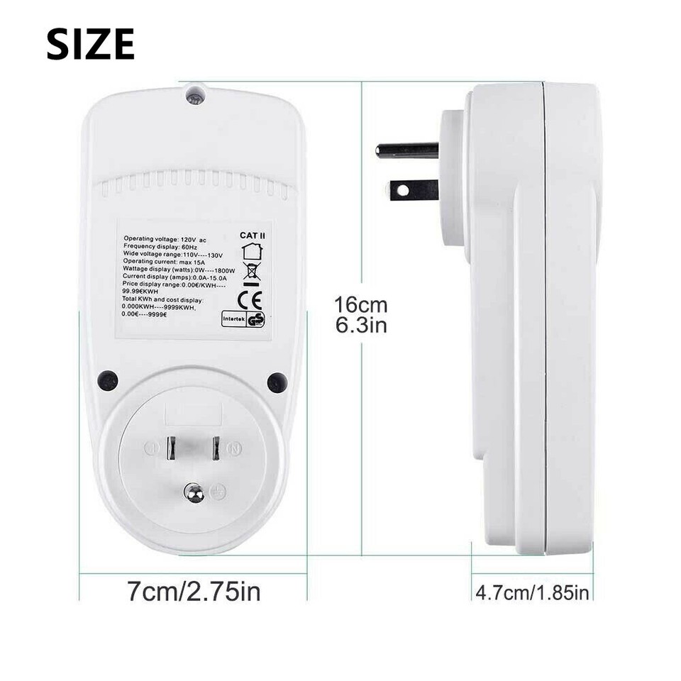 LCD Digital Outlet Power Meter Energy Monitor Volt Watt Electricity ...