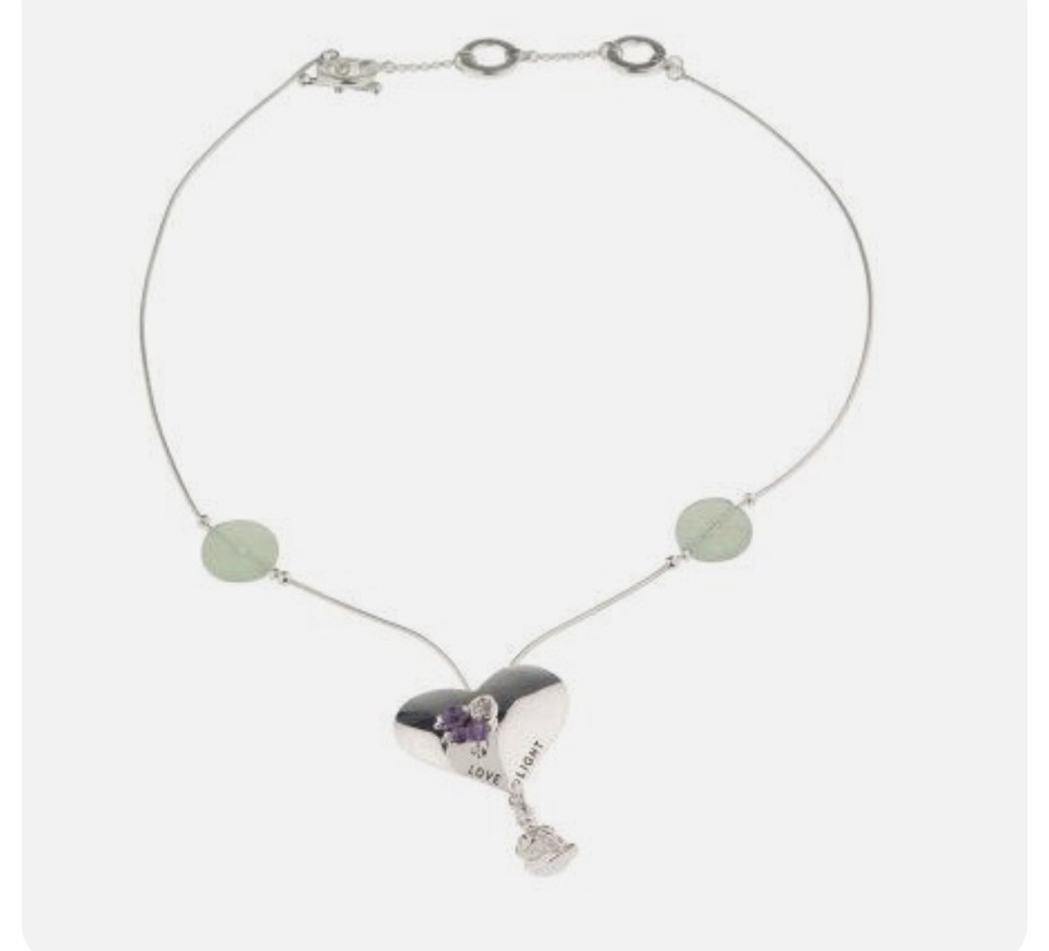 Carole Meltzer Sterling Silver Heart Jade & Amethyst Toggle Necklace ...