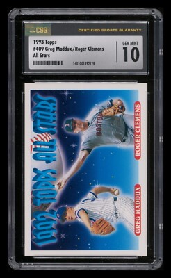 1993 Topps All Star Greg Maddux Roger Clemens #409 HOF CSG 10 GEM MINT ...