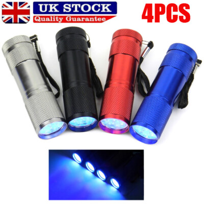 4x Super Bright Mini 9 LED Bulb Pocket Torches Small Keyring Torch ...