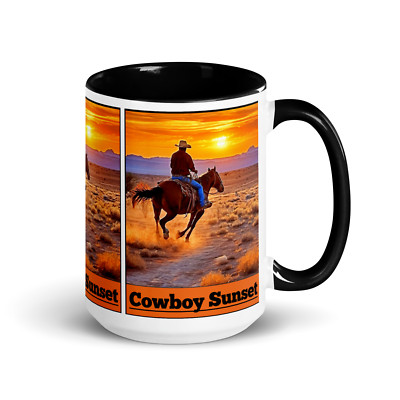 Cowboy "riding off into the sunset" NEW Country-Western Fan 15oz HQ ...