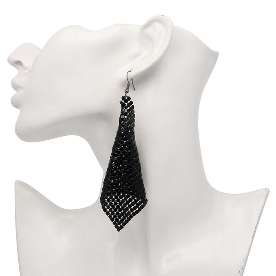 Black Sequin Earrings Exaggerated Tassel Dangle Earrings Women Gift ...
