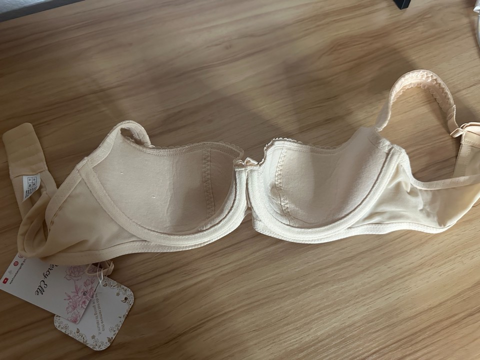 Balconette Bra Lace Demi Half Cup Lightly Padded Underwire Low Cut Tan ...