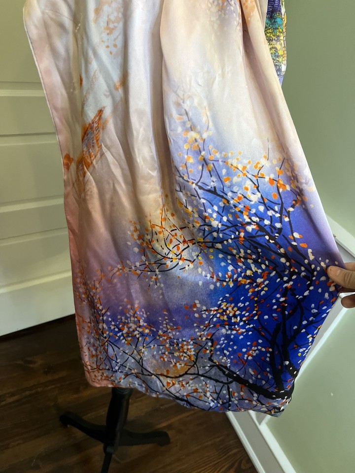 Pink Silk Satin Asian Inspired Shawl Wrap Rectangular Scarf 21.5" x 72 ...