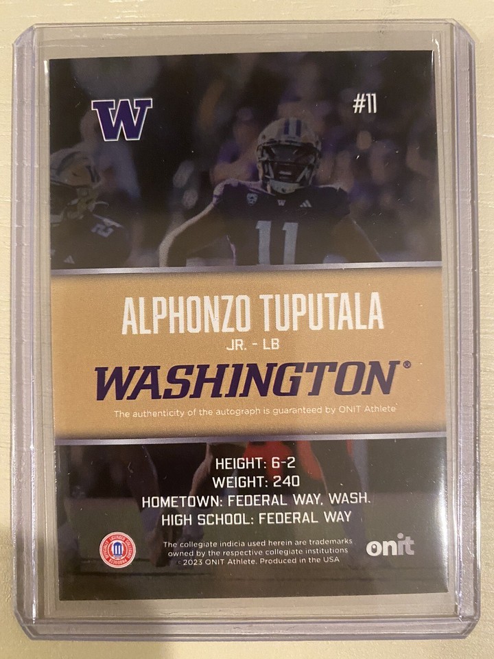 2023 ONIT Athlete Alphonso Tuputala AUTO #d 117/150 (Washington Huskies ...