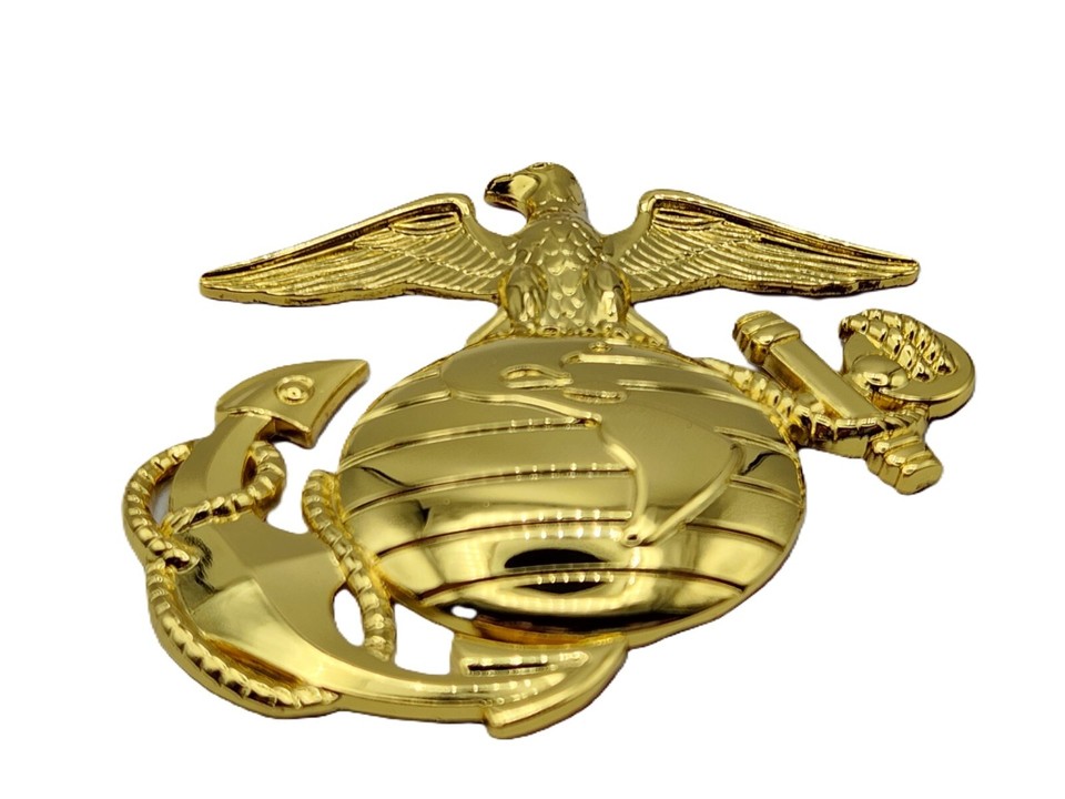 U.S. Marine Corps EGA Gold Metal Auto Emblem 3.25 X 3.25 in (Licensed ...