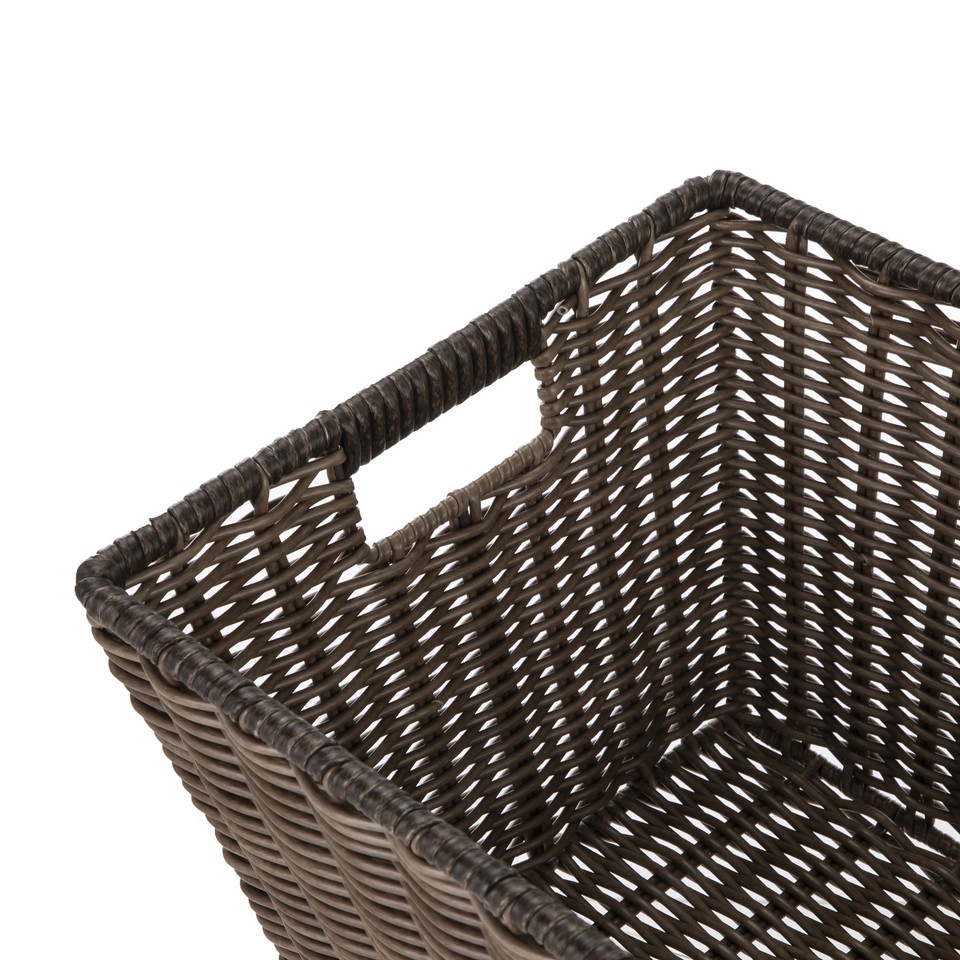 Large Poly Rattan Storage Basket with Handles | eBay