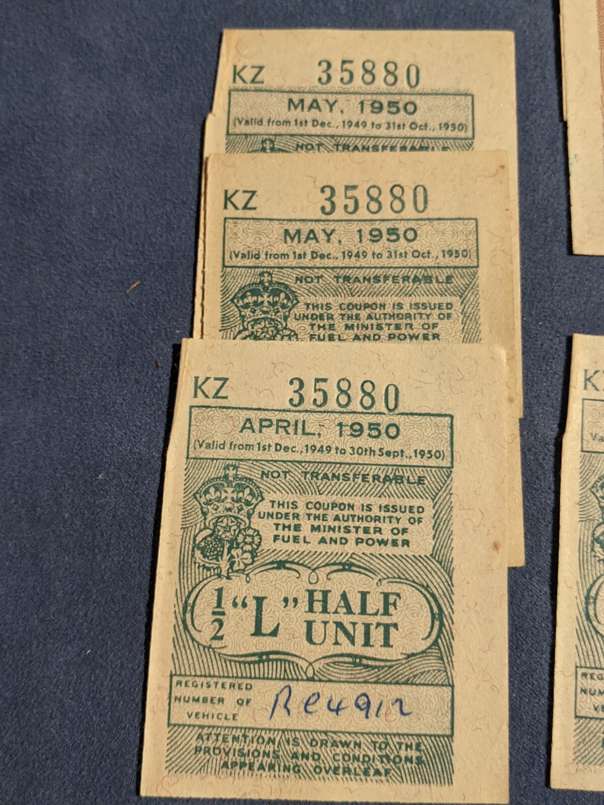 Vintage 1950 Motor Fuel Petrol Ration Tickets | eBay