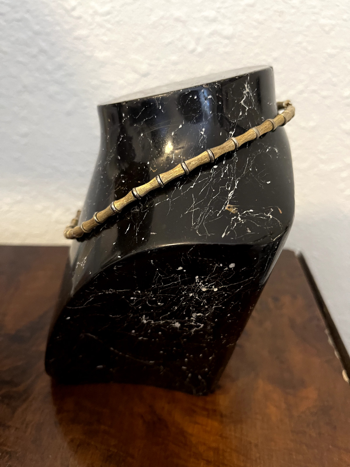 Vintage Biagi Etched Gold Bamboo Chocker Necklace - Gem