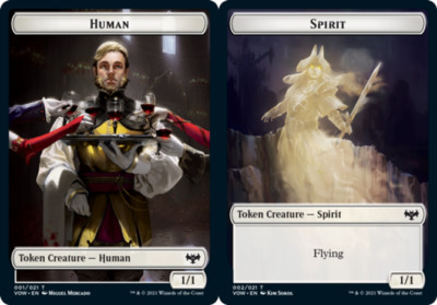 1x Human Token (001) // Spirit Token (002) - Foil - Innistrad: Crimson ...