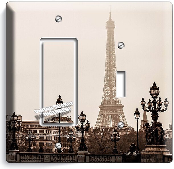 RETRO ALEXANDRE III BRIDGE EIFFEL TOWER PARIS LIGHT SWITCH OUTLET PLATE ...