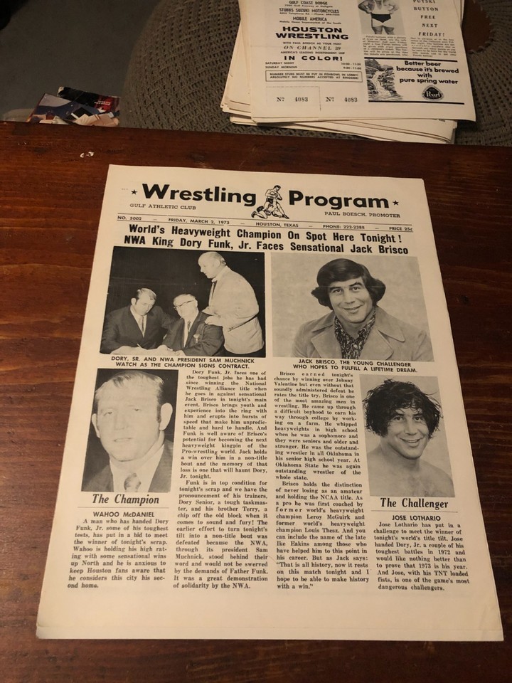 Vintage 03/02/1973 Houston, TX Paul Boesch Wrestling Program NWA/AWA ...
