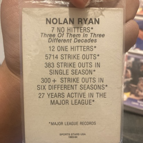 Nolan Ryan Texas Rangers Gold Blood Stain Uniform 1993 Sports Stars USA ...