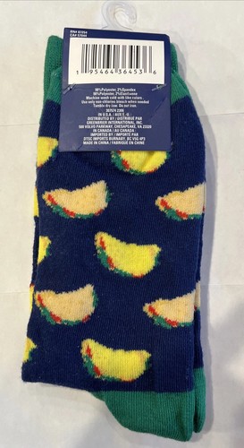 Juncture Mens 6-12 Taco Socks Crew 1 Pair Novelty Blue Green Shell ...
