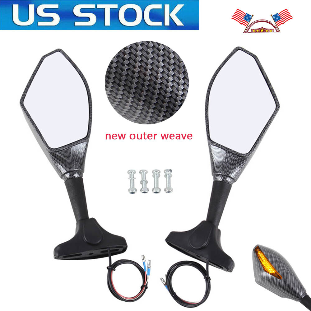 Rearview Mirrors with LED Turn Signals For Yamaha FZ6 FZ6R YZF R6 YZF ...